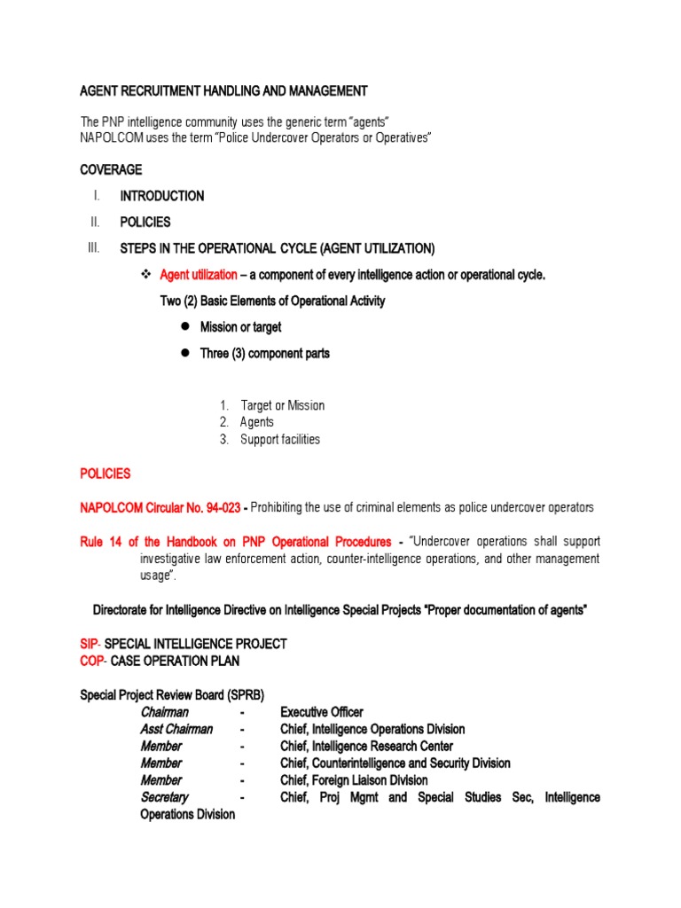 Agent Utilization | PDF | Counterintelligence | Recruitment