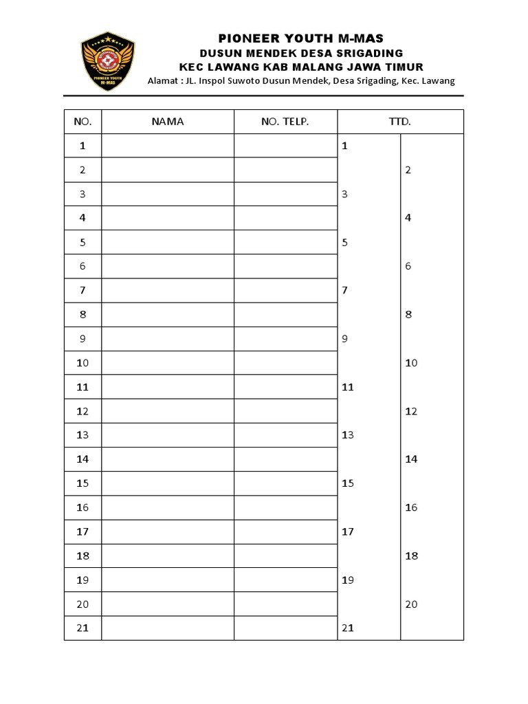 TABEL DATA ANGGOTA M-MAS (Fiks) | PDF