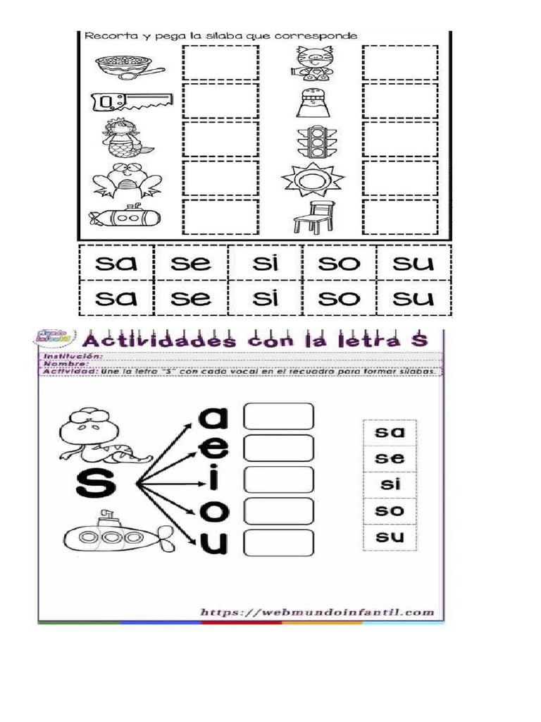 Actividades Con La Letra S | PDF