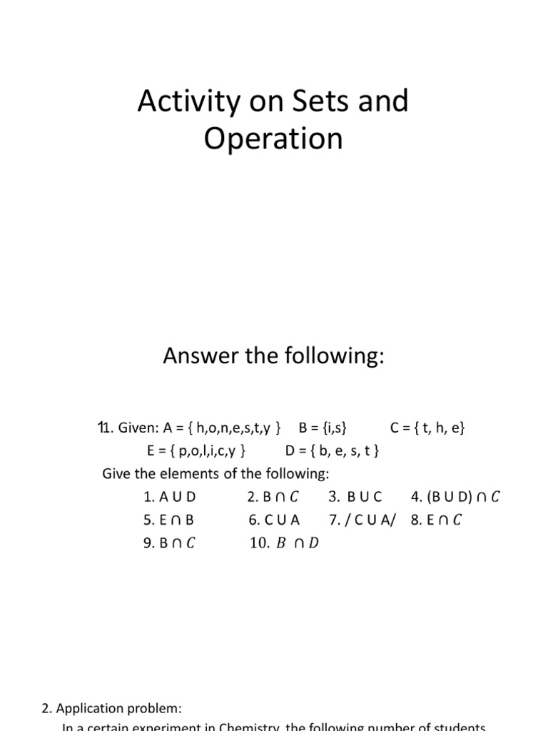 Activity On Sets and Operation | PDF