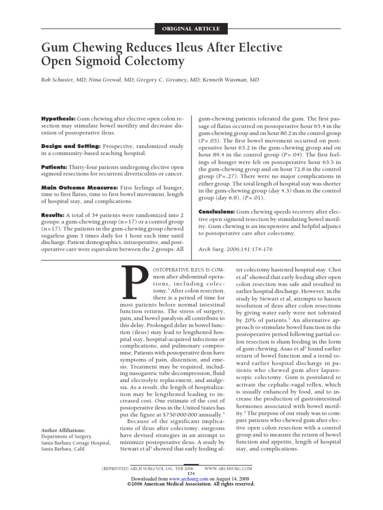 Gum Chewing Surgery | PDF | Gastroenterology | Diseases And Disorders