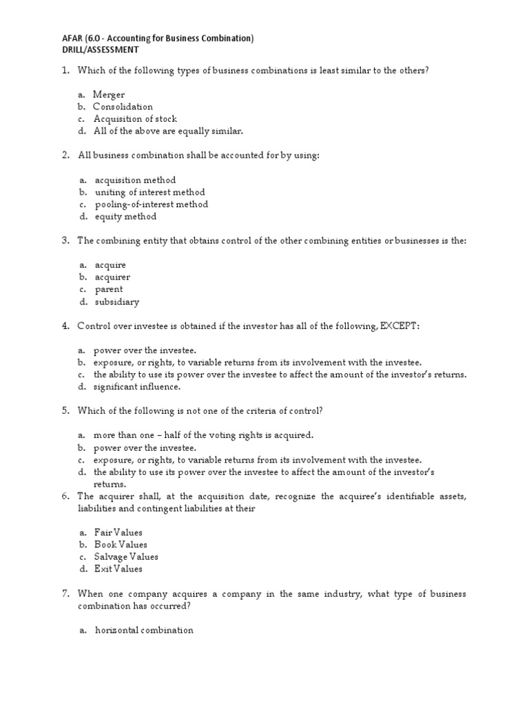 Afar Drill Assesment Business Com For Posting | PDF | Goodwill ...