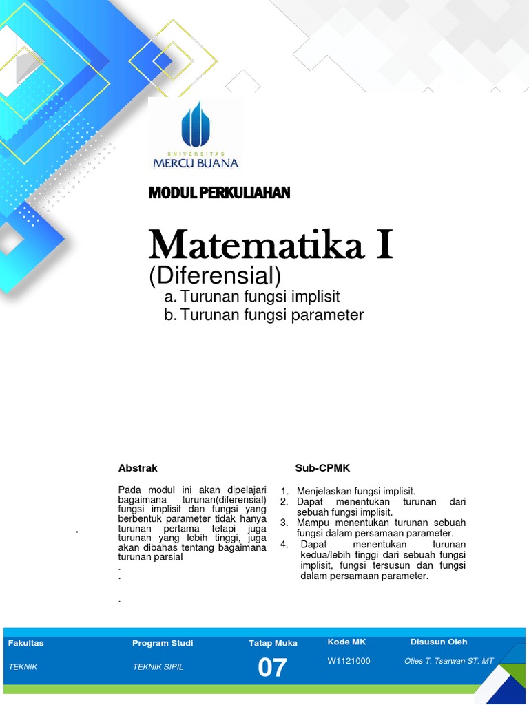Turunan Fungsi Implisit dan Parameter | PDF