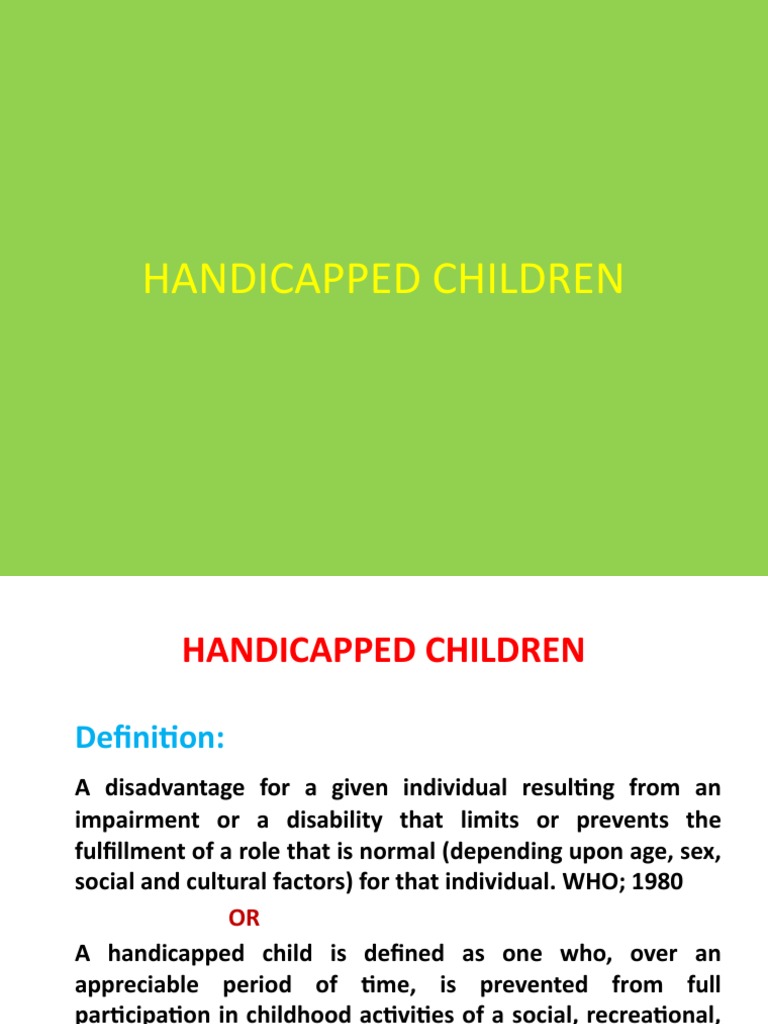 Definition and Management of Handicapped Children | PDF | Disability ...