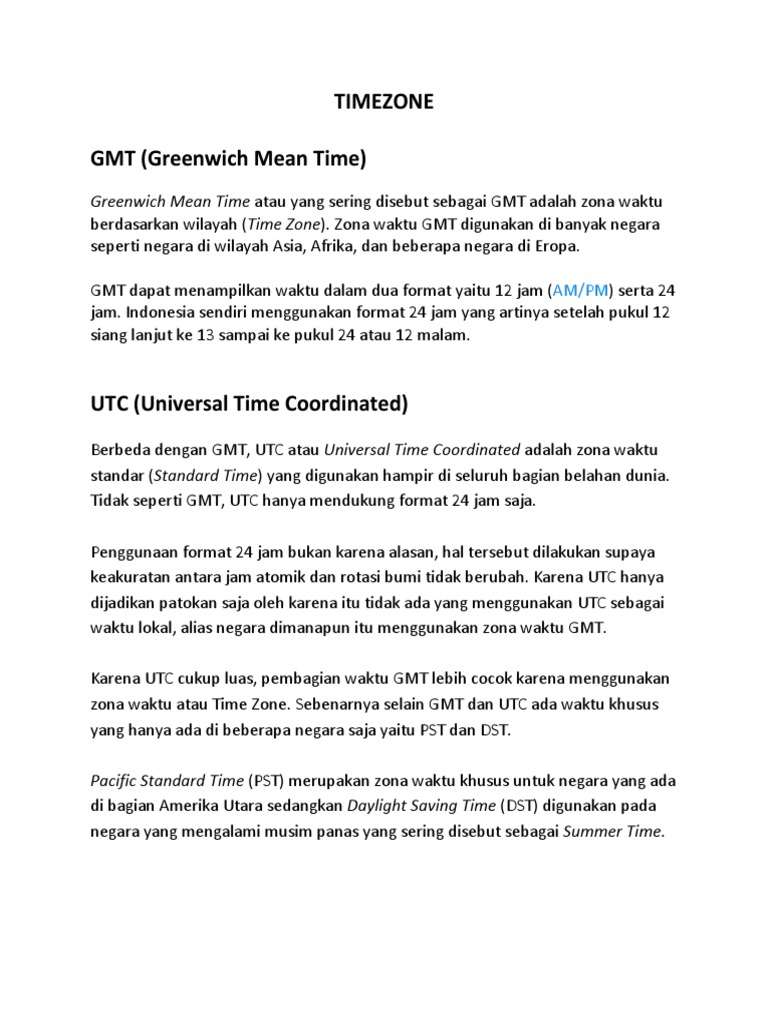 TIMEZONE Coordinate | PDF