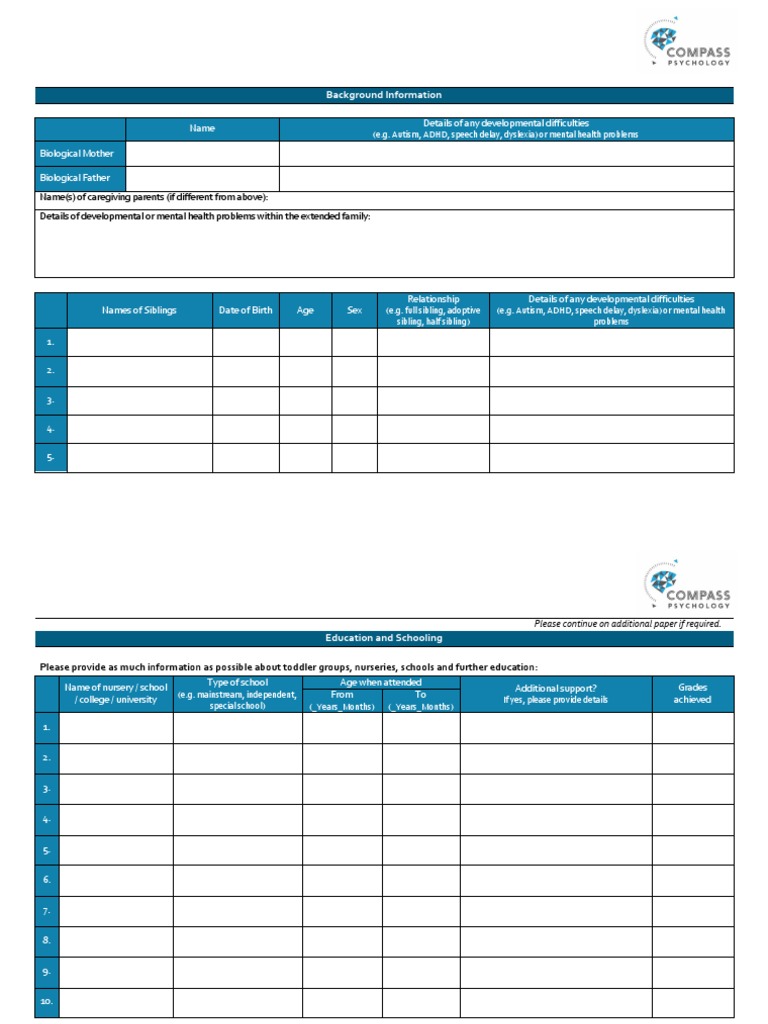 Pre ADI Informant Form | PDF | Autism | Special Education
