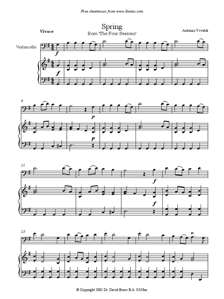 A.Vivaldi Primavera Cello & Piano (Facilitada) | PDF | Musical Forms ...