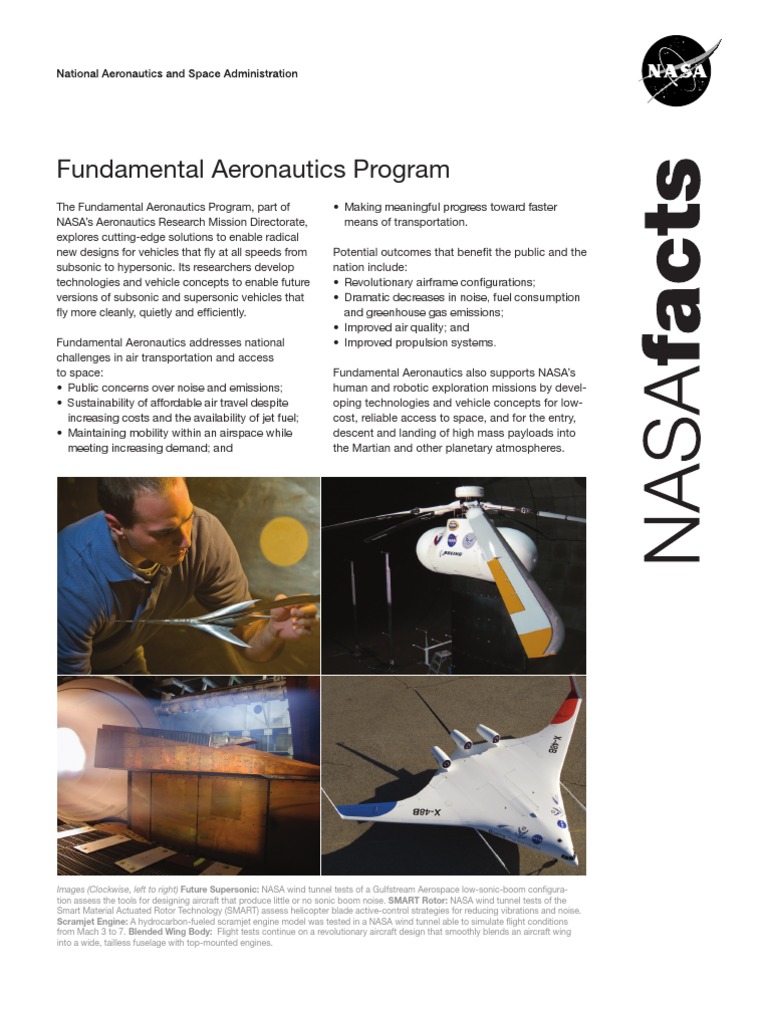 NASA Facts Fundamental Aeronautics Program | PDF | Supersonic Speed ...