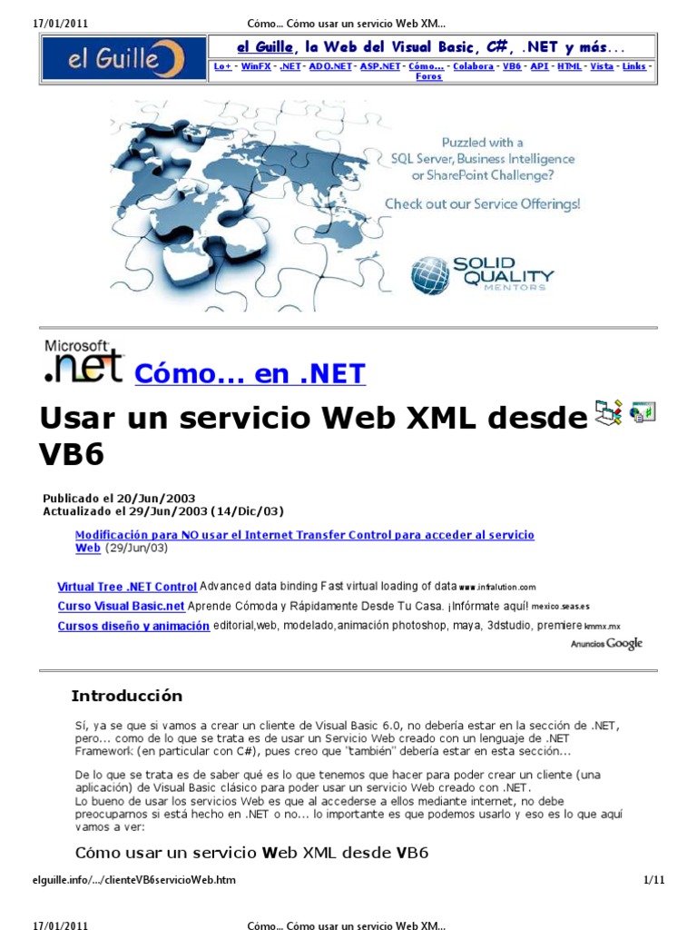 Cómo... Cómo Usar Un Servicio Web XML Desde VB6 | PDF | Jabón | Red mundial