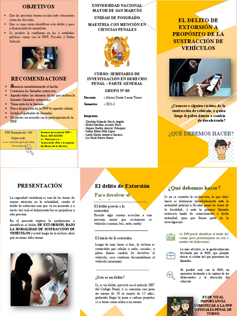 Triptico Extorsión | Download Free PDF | Extorsión | Justicia