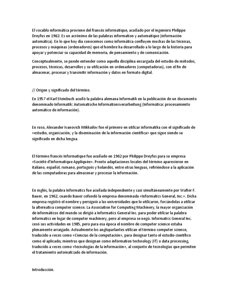 Introduccion A La Informatica | PDF | Informática | Ciencias de la Computación