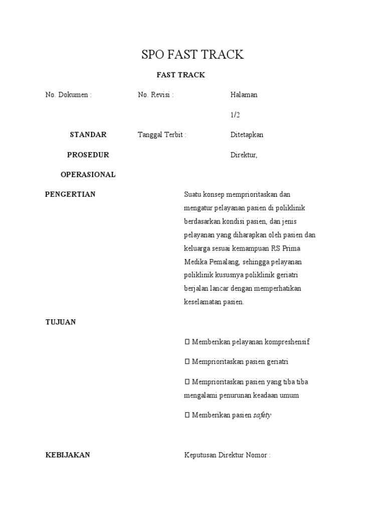 Fast Track Poliklinik Geriatri RS Prima Medika Pemalang | PDF