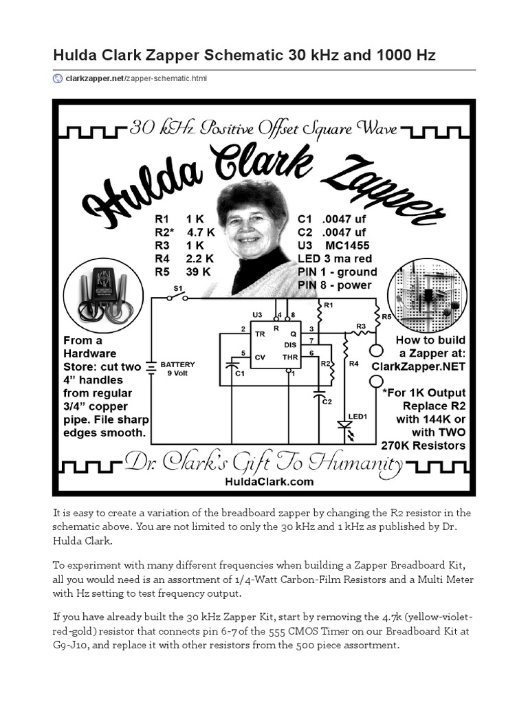 Hulda Clark Zapper Schematic 30 KHZ and 1000 HZ | PDF | Loudspeaker ...