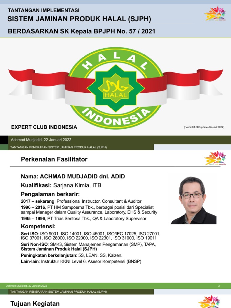 Tantangan Penerapan Sistem Jaminan Produk Halal (SJPH) For ECI | PDF