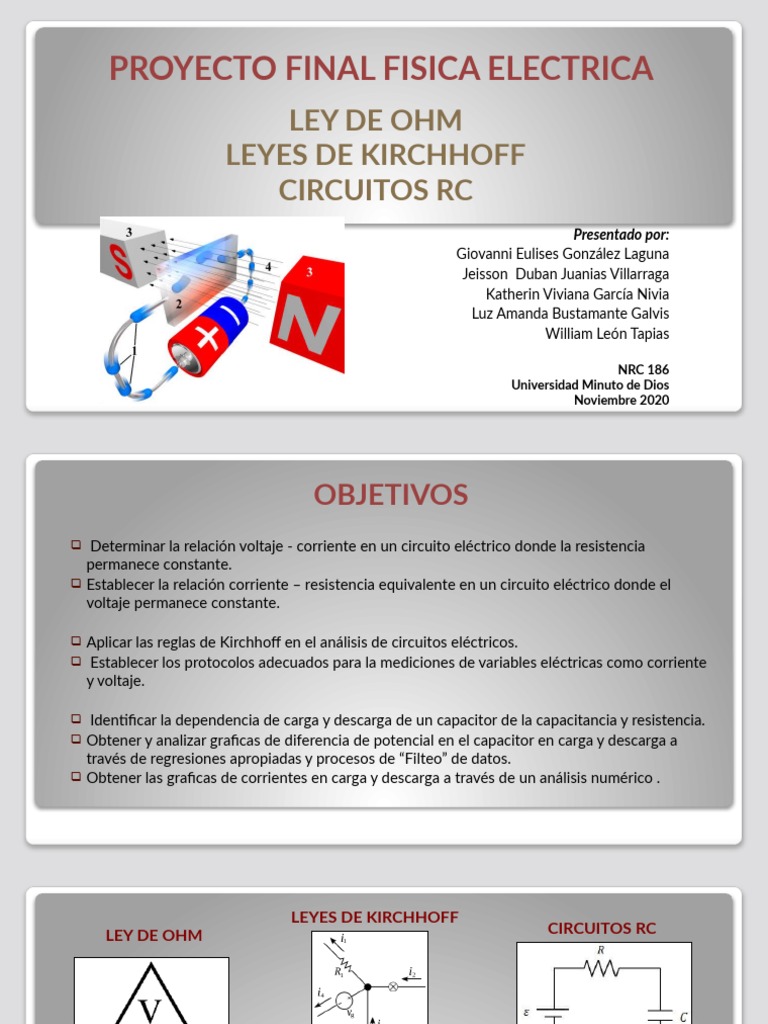 Proyecto Ley de Ohm y Kirchhoff | PDF | Condensador | Resistencia ...