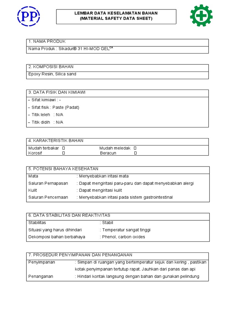 Msds Sikadur NO | PDF