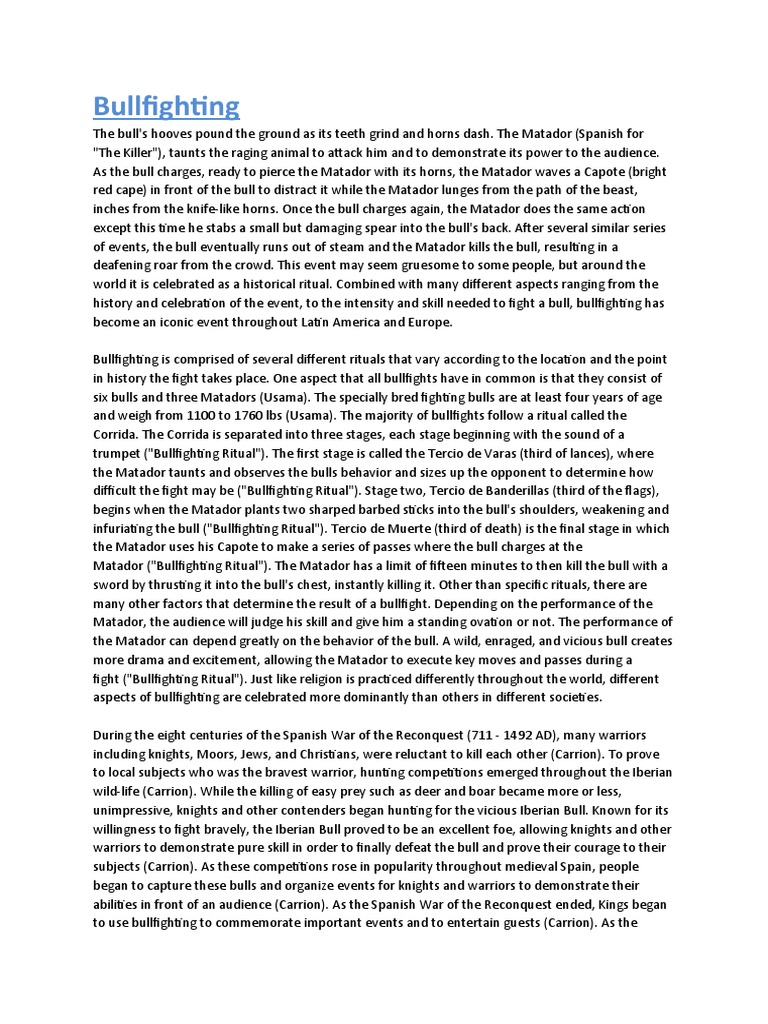 Spanish Essay Assignment | PDF | Bullfighting