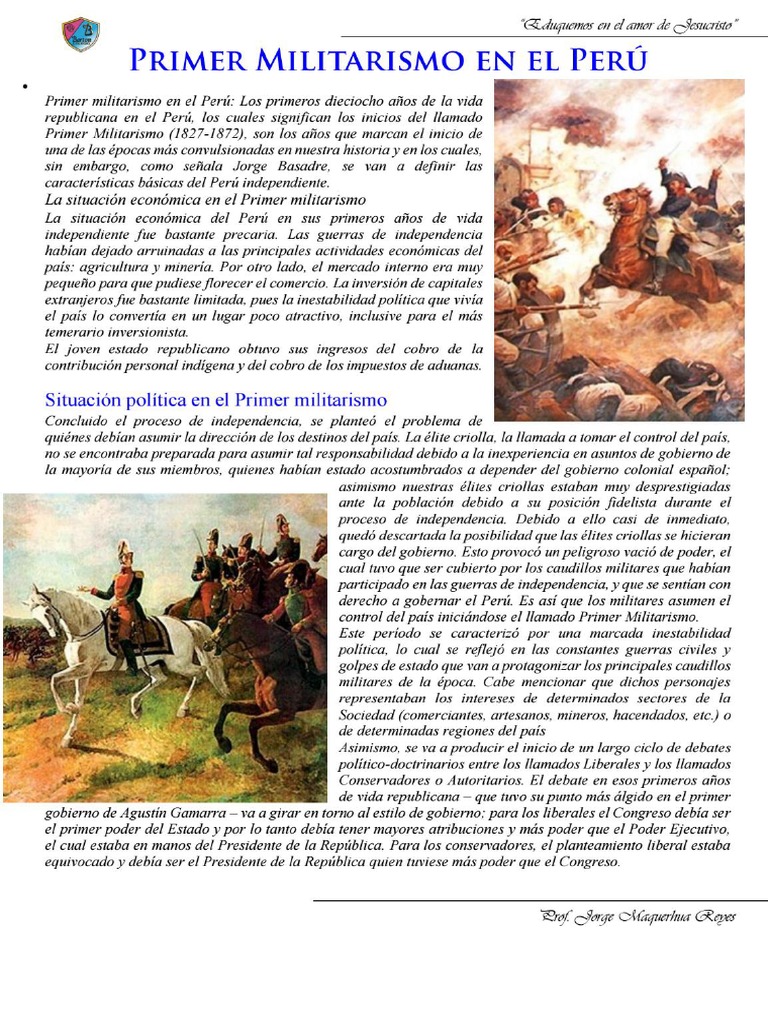 Primer Militarismo en El Peru - 4to. | PDF | Perú | América del Sur