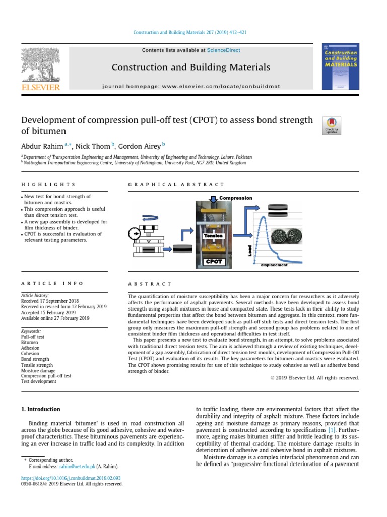 Development of Compression Pull-Off Test (CPOT) To Assess Bond Strength ...