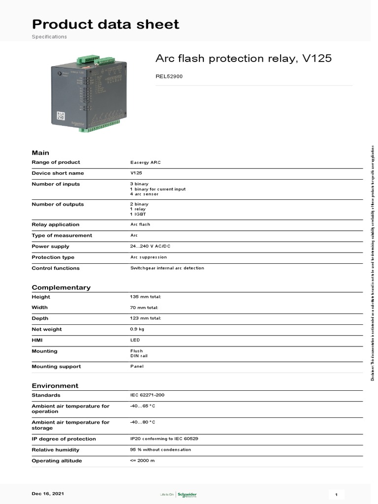 Vamp Arc Flash Detection - REL52900 | PDF