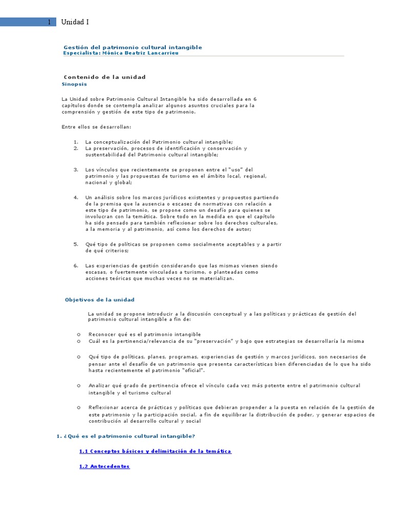 Lacarrieu - GESTION DEL PATRIMONIO CULTURAL INTANGIBLE | PDF | Patrimonio cultural | Bienes (Ley)