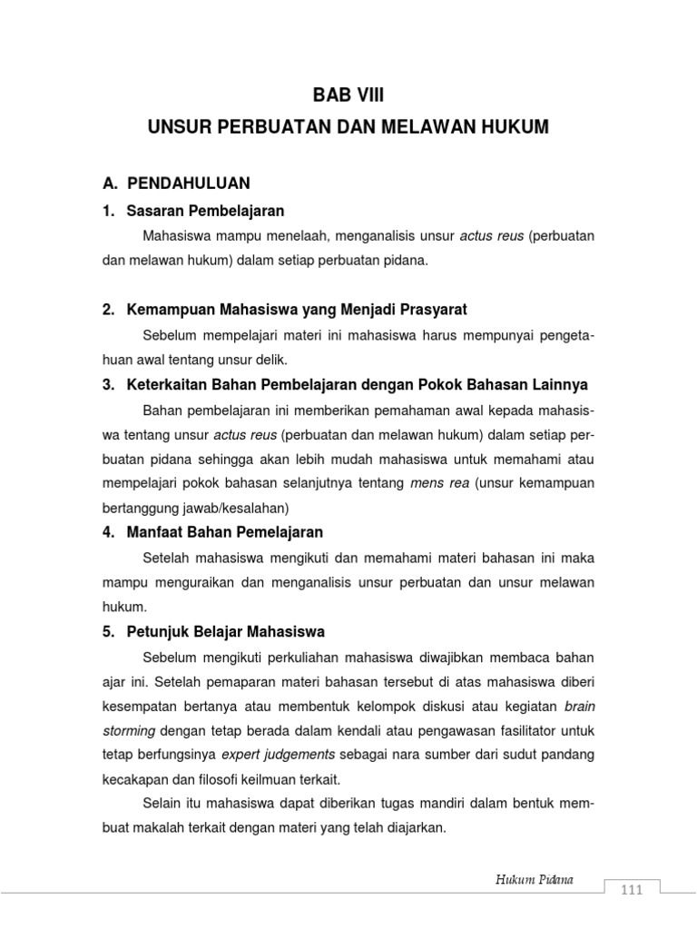 Unsur Perbuatan dalam Hukum Pidana | PDF | Ilmu Sosial | Filsafat