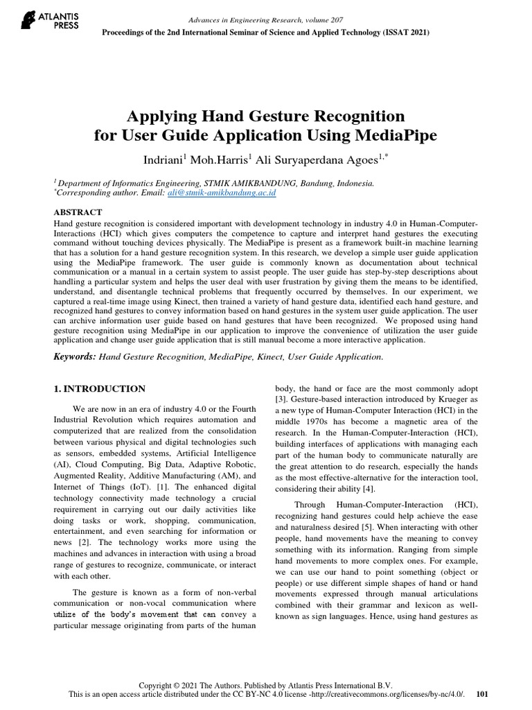 Applying Hand Gesture Recognition For User Guide Application Using ...