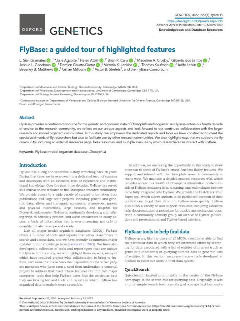 FlyBase: A Guided Tour of Highlighted Features | PDF | Bioinformatics ...