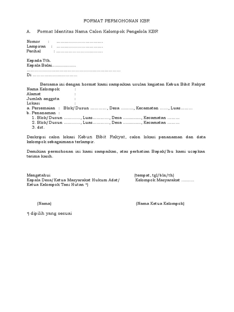 Format Permohonan KBR | PDF