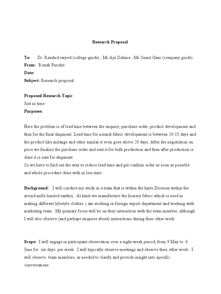 Research Proposal | Textiles | Yarn