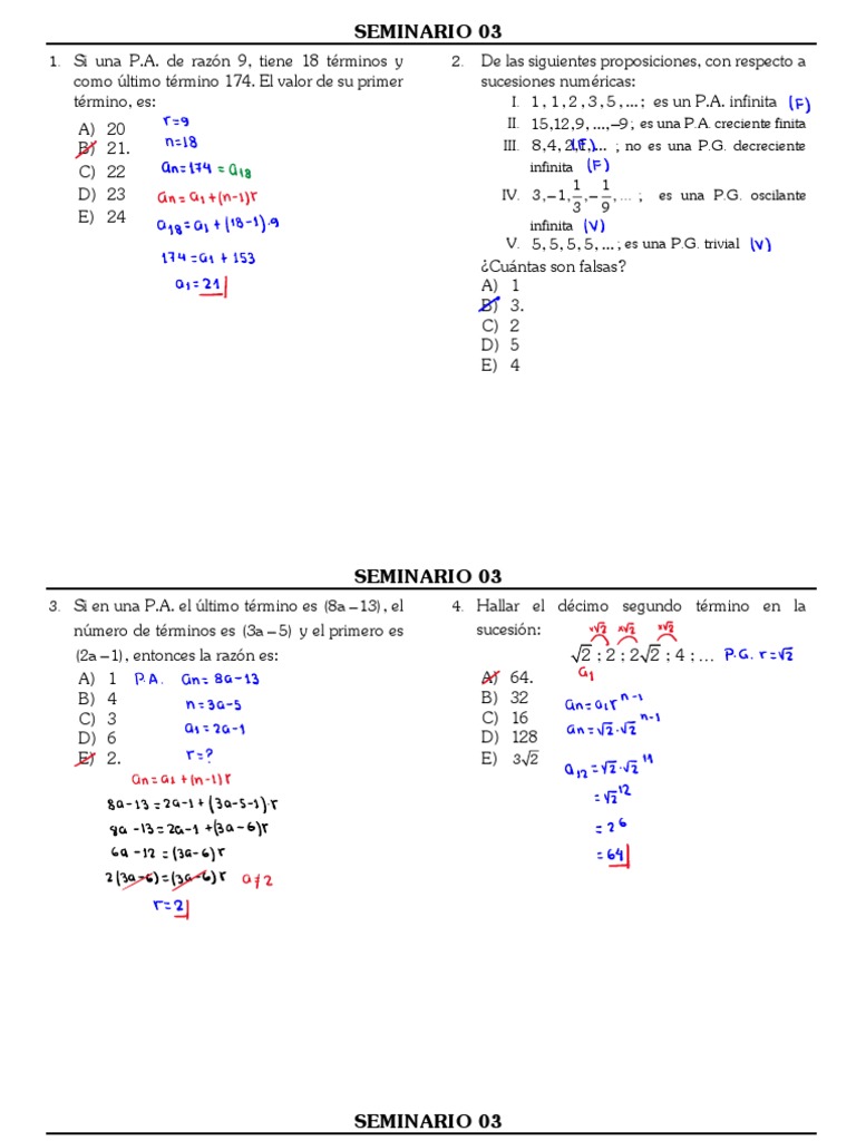 03 Progresiones y Series REPASO 03 Hs AB Ord-1 | PDF | Matemáticas | Conceptos matemáticos