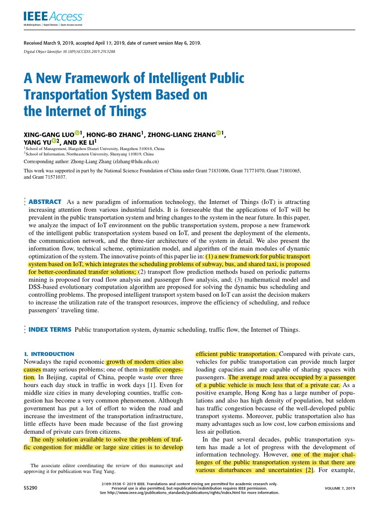 A New Framework of Intelligent Public Transportation System Based On The Internet of Things ...