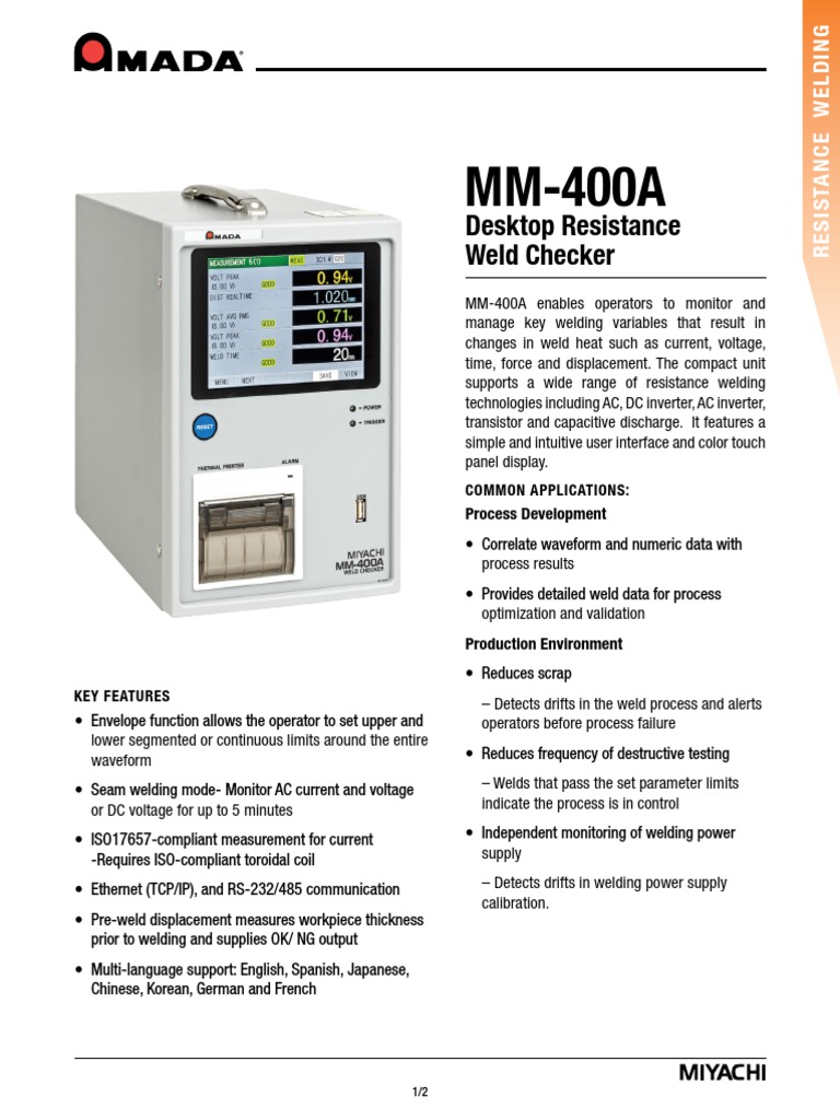 Weld Checker MM-400 Desktop | PDF | Sensor | Power Inverter