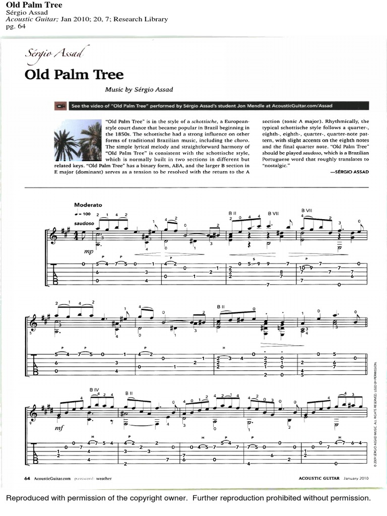 Old Palm Tree - Sergio Assad | PDF