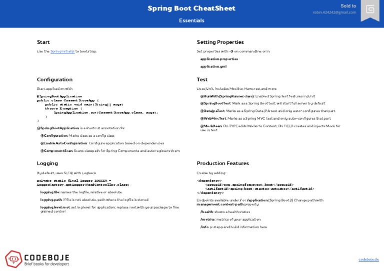 Spring Boot Cheatsheet | PDF | Spring Framework | Information Technology