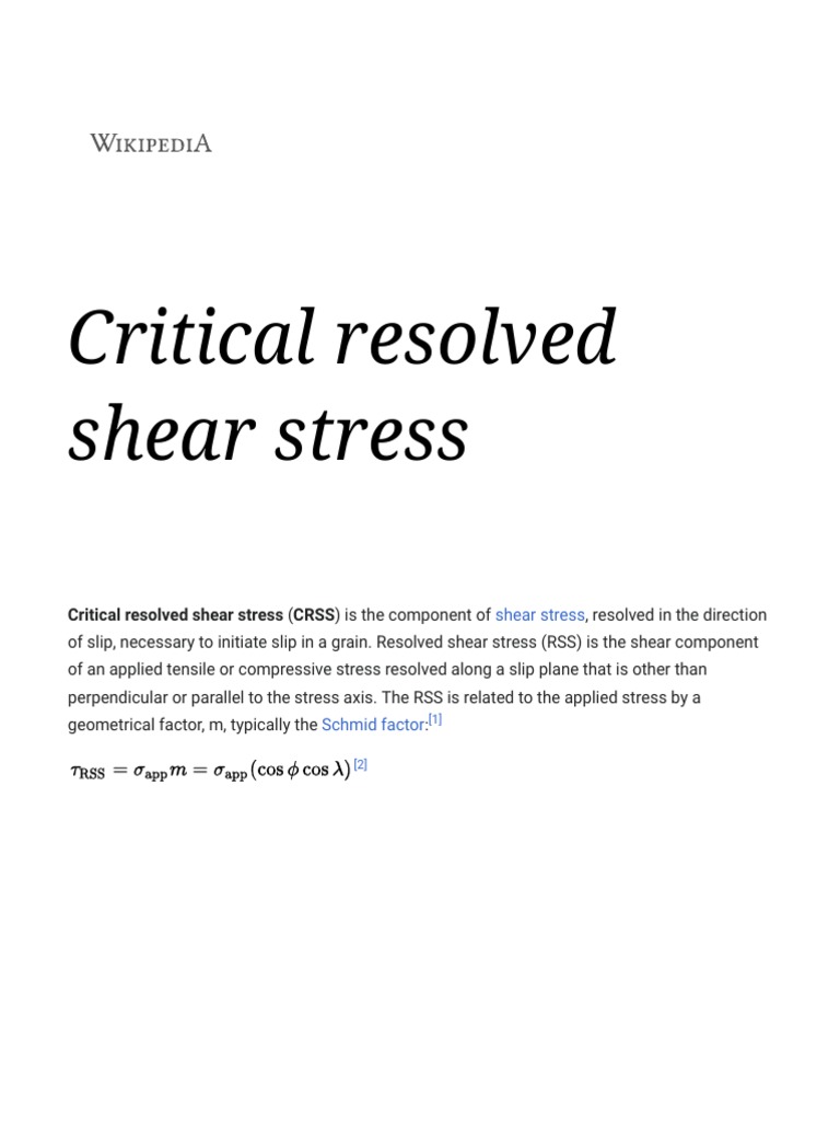 Critical Resolved Shear Stress - Wikipedia | PDF | Building Engineering ...