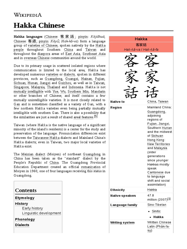 Hakka Languages (Chinese | PDF | Languages Of Singapore | Languages Of ...