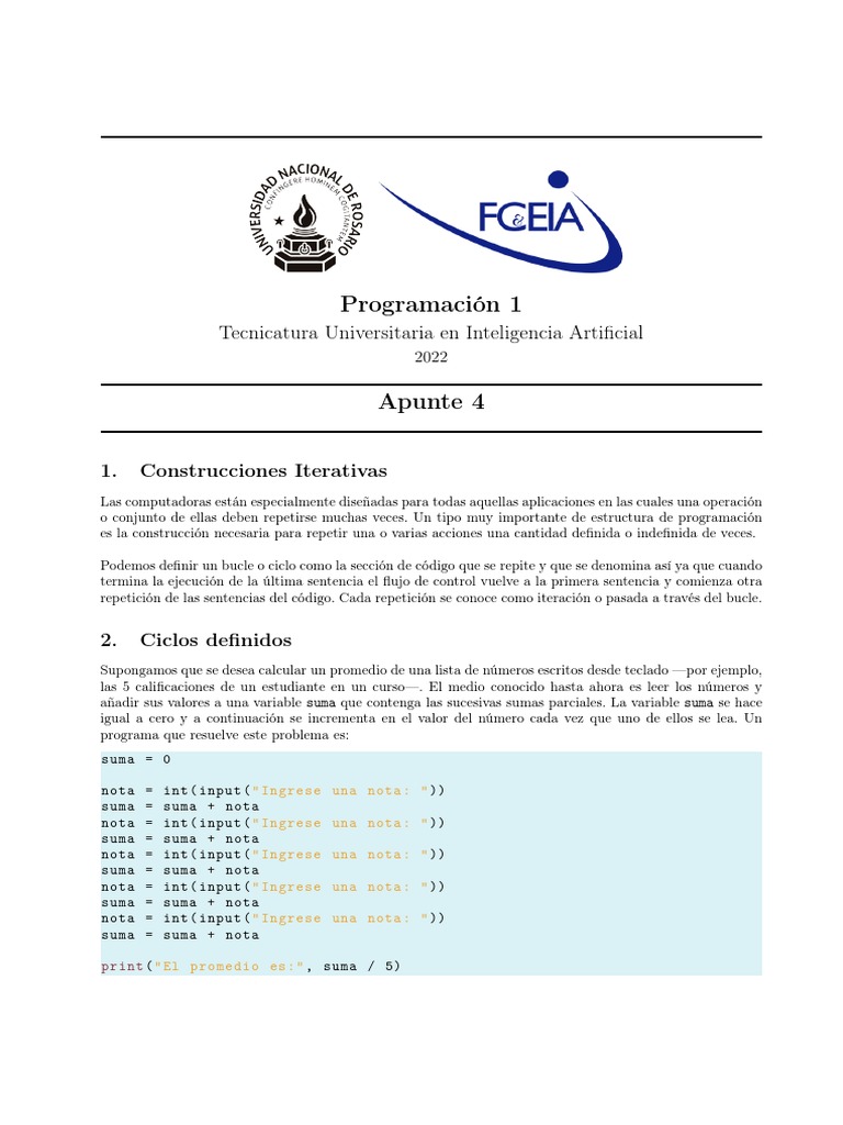 Apunte 4 | Descargar gratis PDF | Python (lenguaje de programación) | Flujo de control