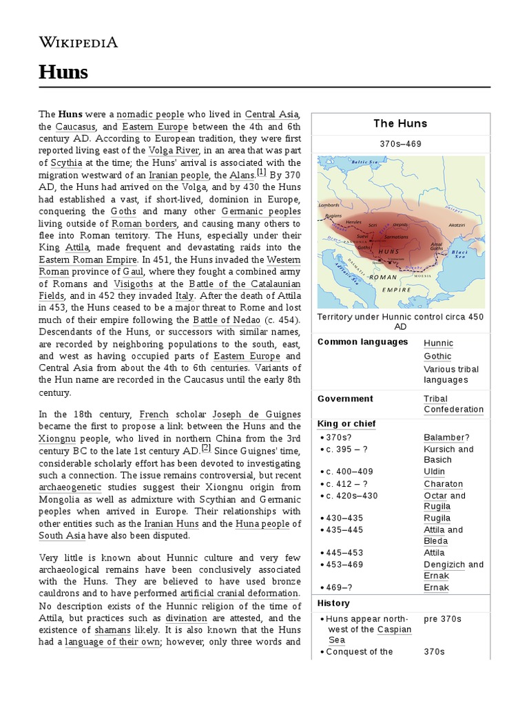 The Huns: Common Languages | Download Free PDF | Huns | Late Antiquity