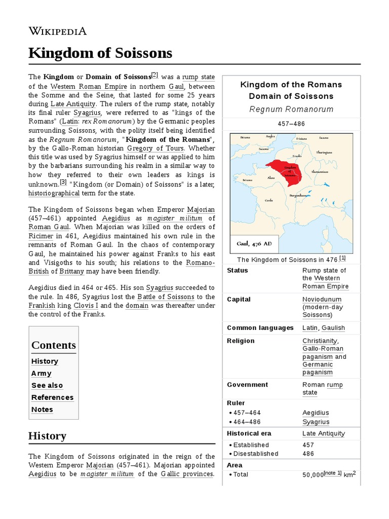 Kingdom of The Romans Domain of Soissons | PDF | Late Antiquity ...