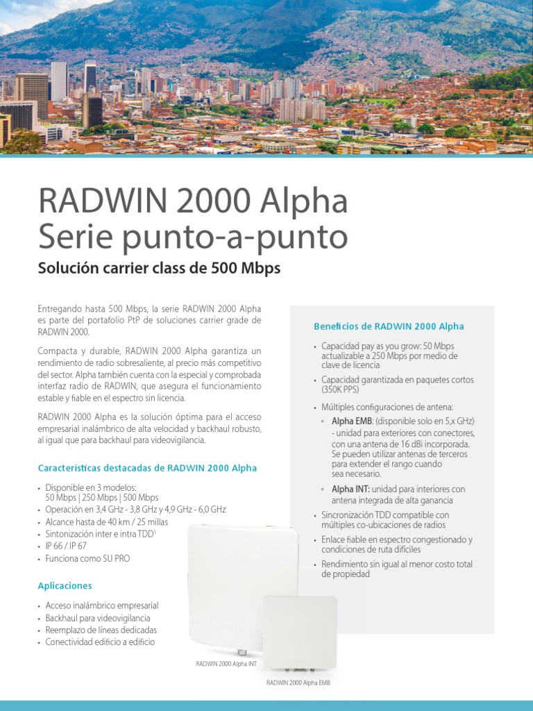 RADWIN 2000 Alpha Pamphlet ES W Nov 2019 | PDF | Industrias de servicio | Estándares de red