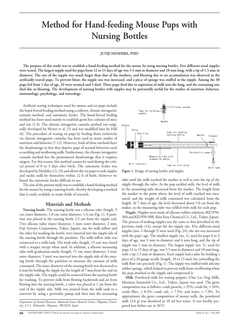 Method For Hand Feeding Mice | PDF | Weaning | Mouse