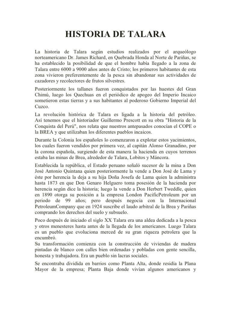 Historia de Talara | PDF