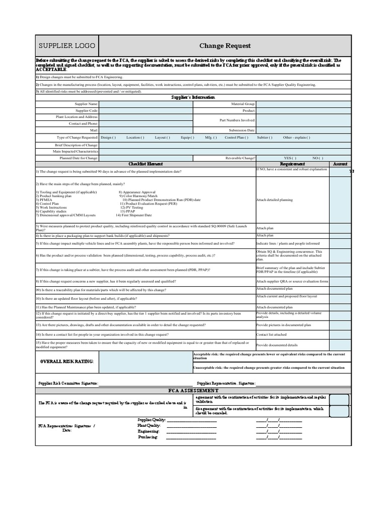 Annex C - Change Request Form - 3 Edition | PDF | Risk | Audit