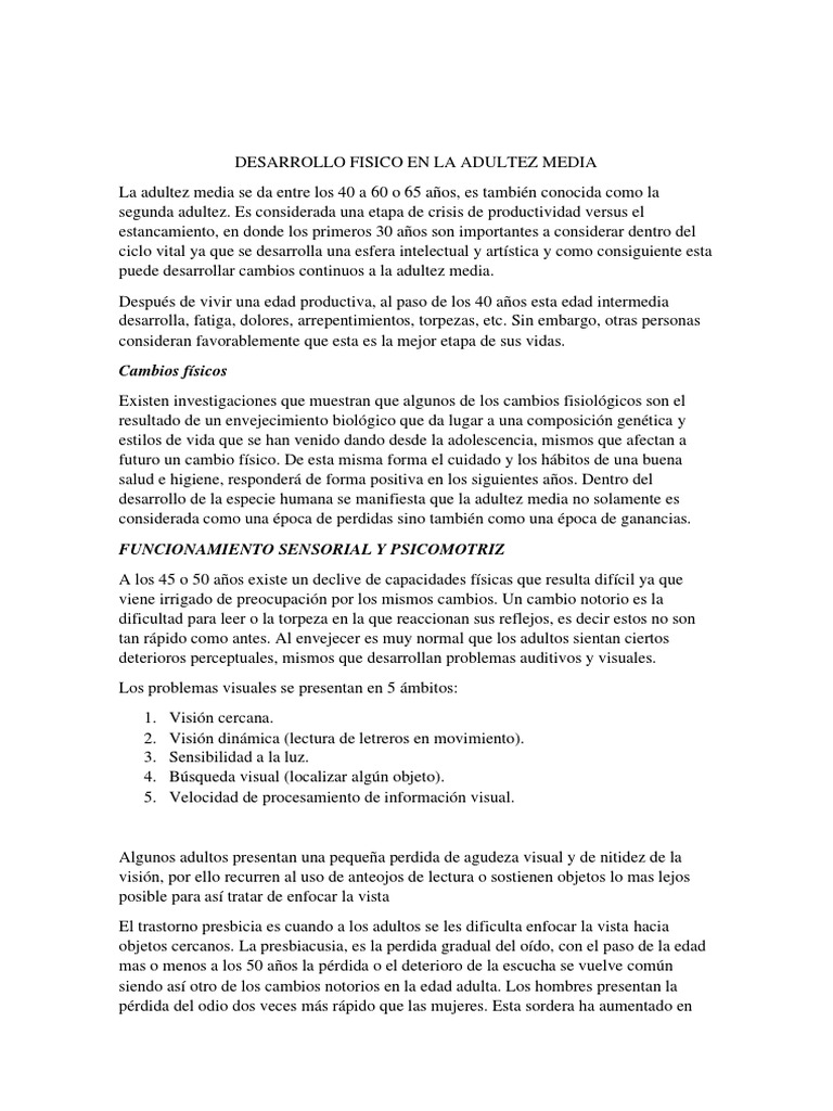 Desarrollo Fisico en La Adultez Media | PDF | Menopausia | Adultos