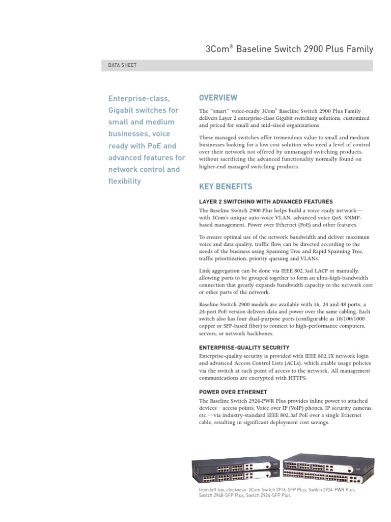 3com Baseline Switch 2900 Plus Family | PDF | Computer Network | Network Switch