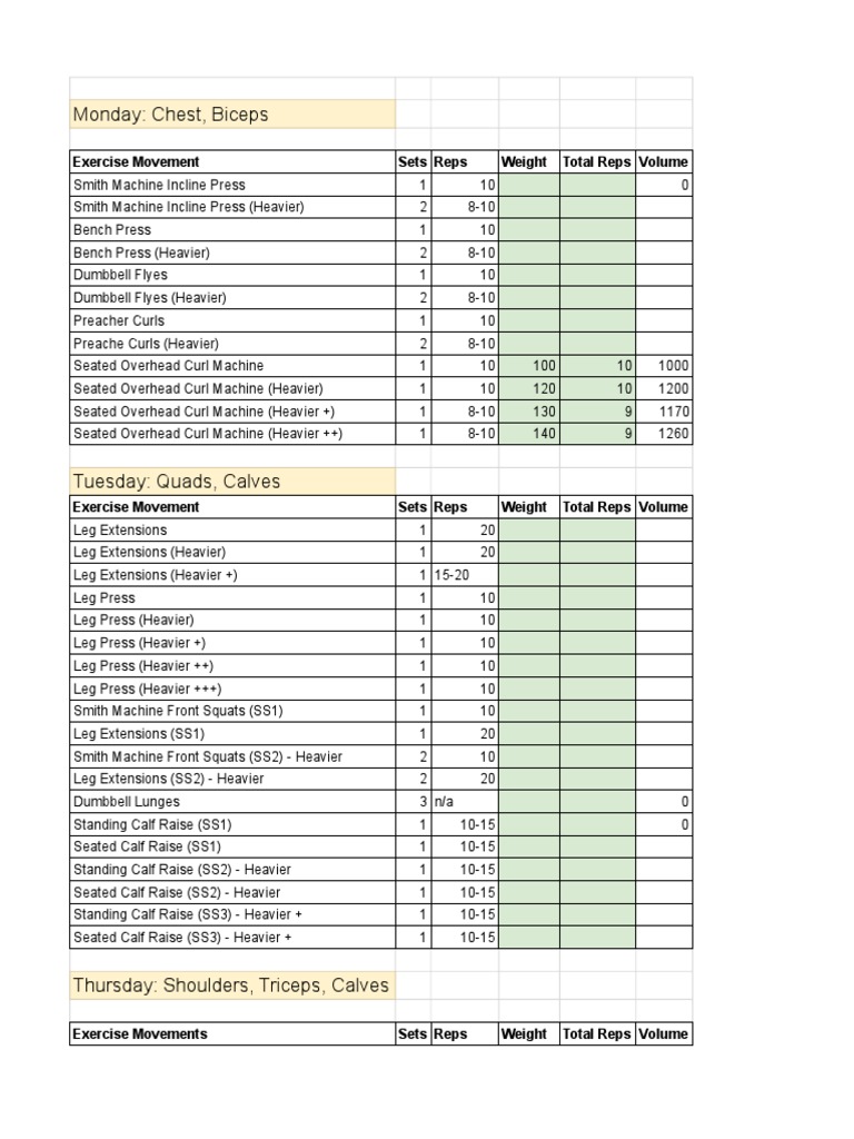 Dexter Jackson Workout Routine Spreadsheet | PDF | Calf | Physical Exercise