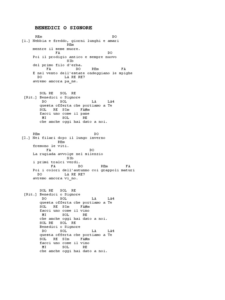 Benedici o Signore | PDF