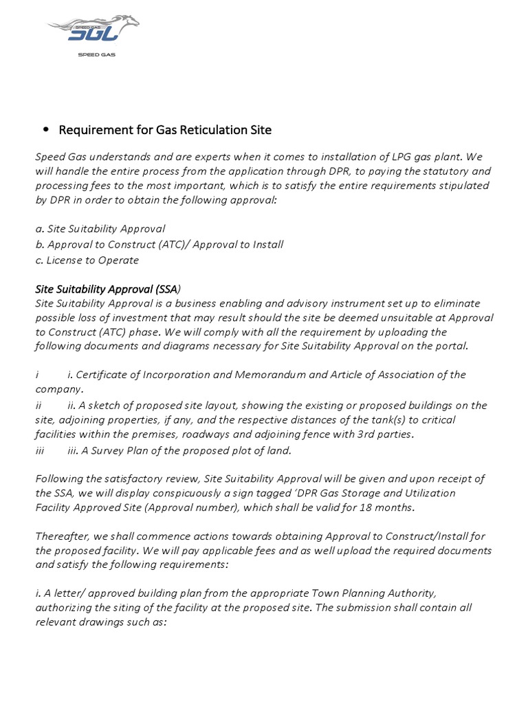 Requirement For Gas Reticulation Site | PDF | Oil Tanker | Liquefied ...