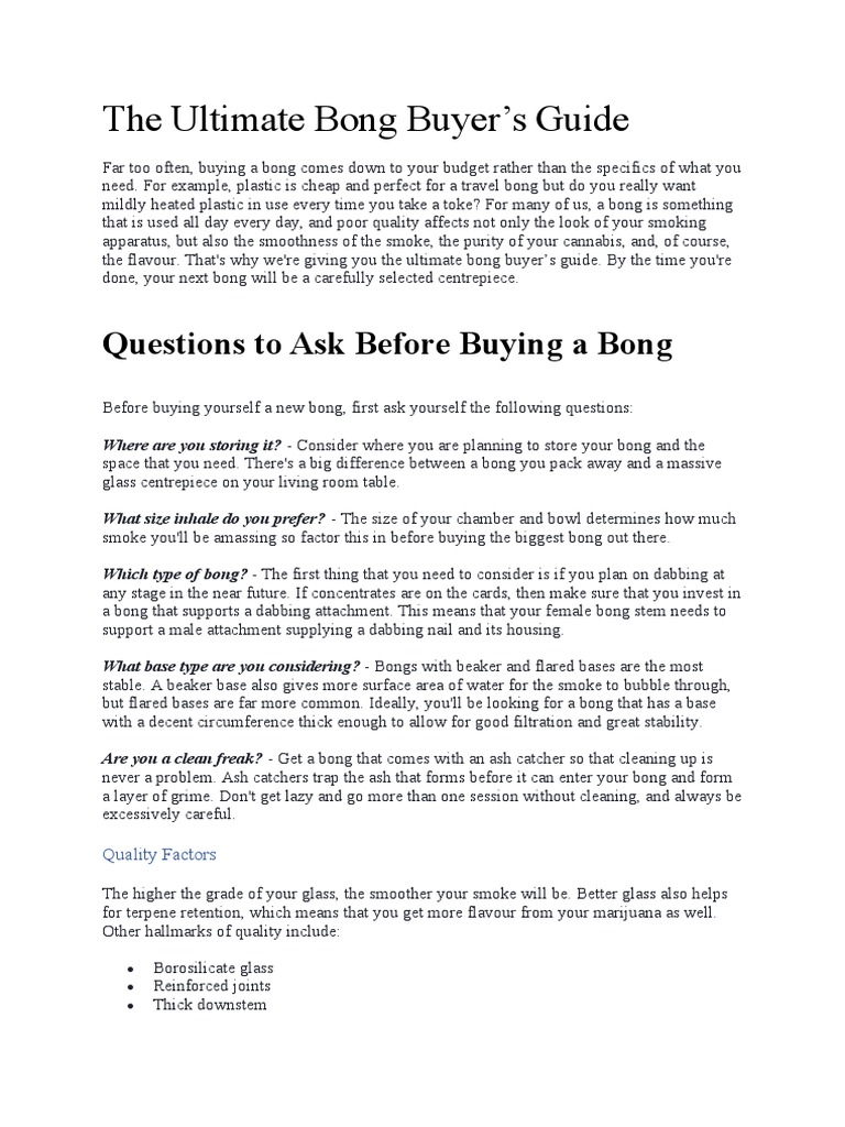 The Ultimate Bong Buyer's Guide | PDF | Chemistry | Materials